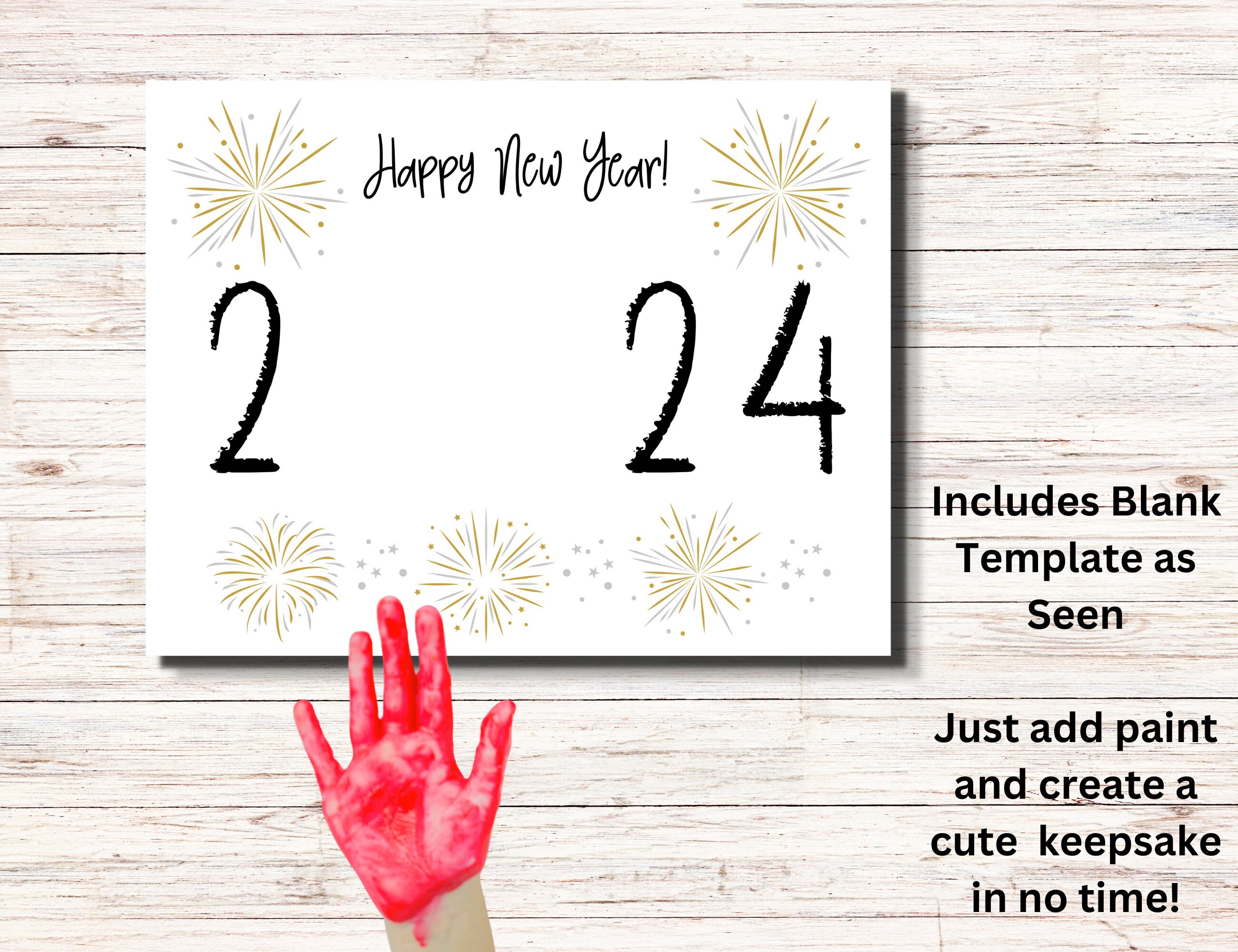 2024 New Years Handprint Craft, Printable New Years Handprint Art, New ...