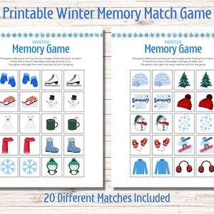 Winter Memory Matching Game Printable Winter Games for Kids - Etsy