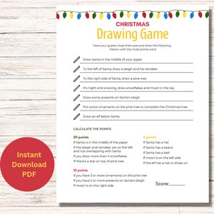 Christmas Drawing Game, Printable Christmas Drawing Challenge ...