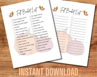 Printable Fall Bucket List - Etsy