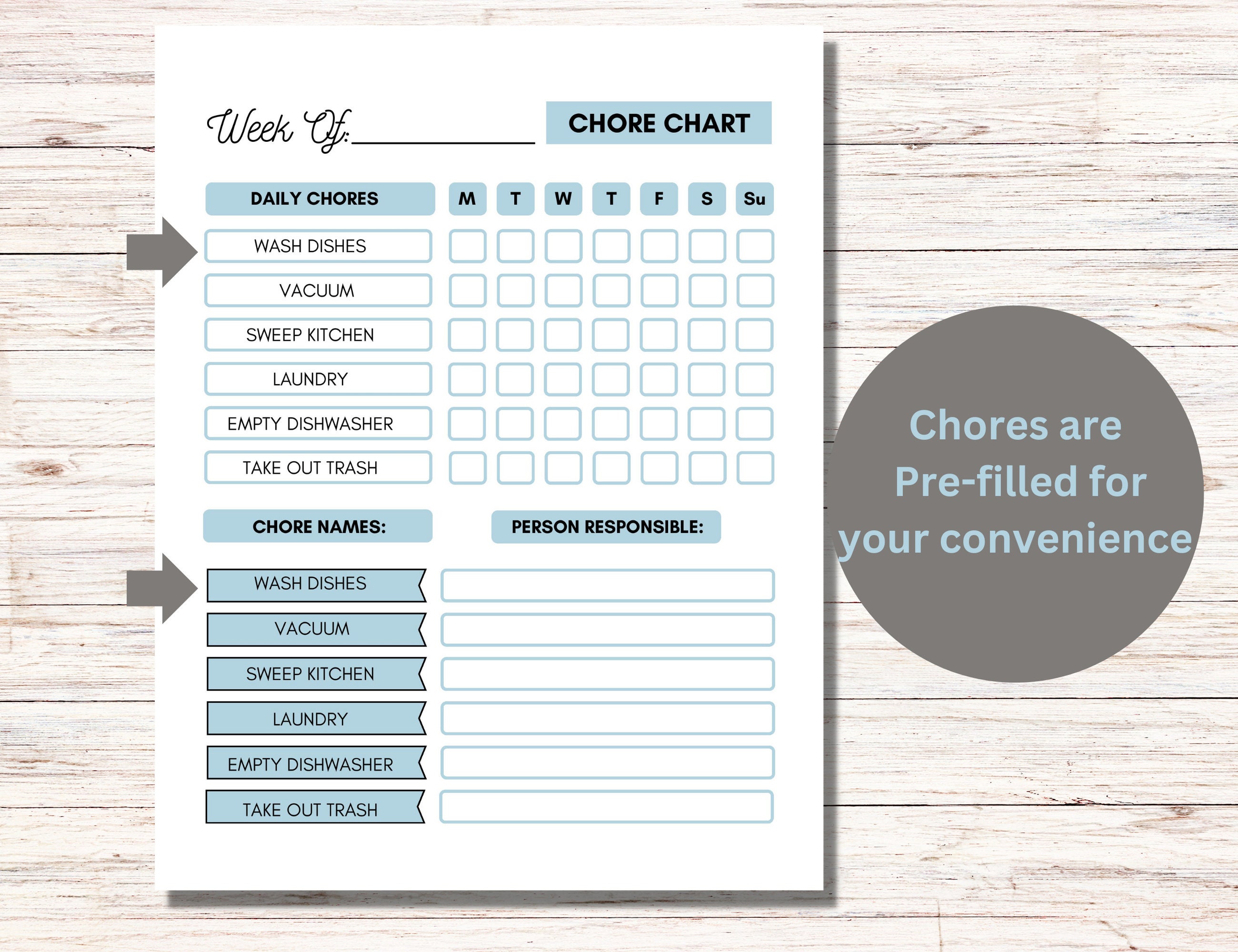 Chore Chart Printable, Daily Chore Chart, Couples Chore Chart, Family ...