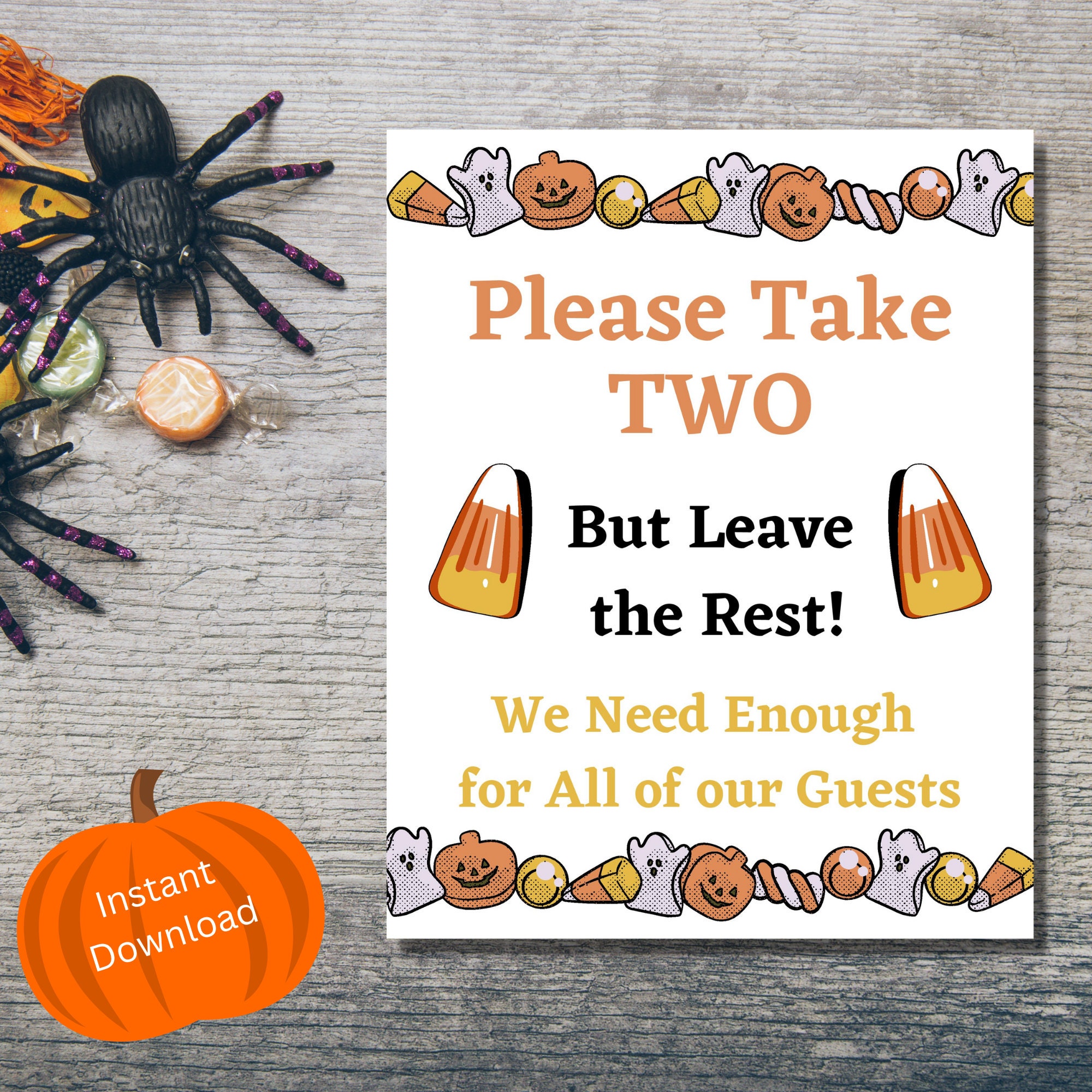 Please Take Two Trick or Treat Sign, Printable Halloween Candy Bowl ...
