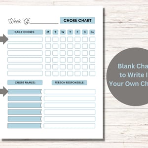 Chore Chart Printable, Daily Chore Chart, Couples Chore Chart, Family ...