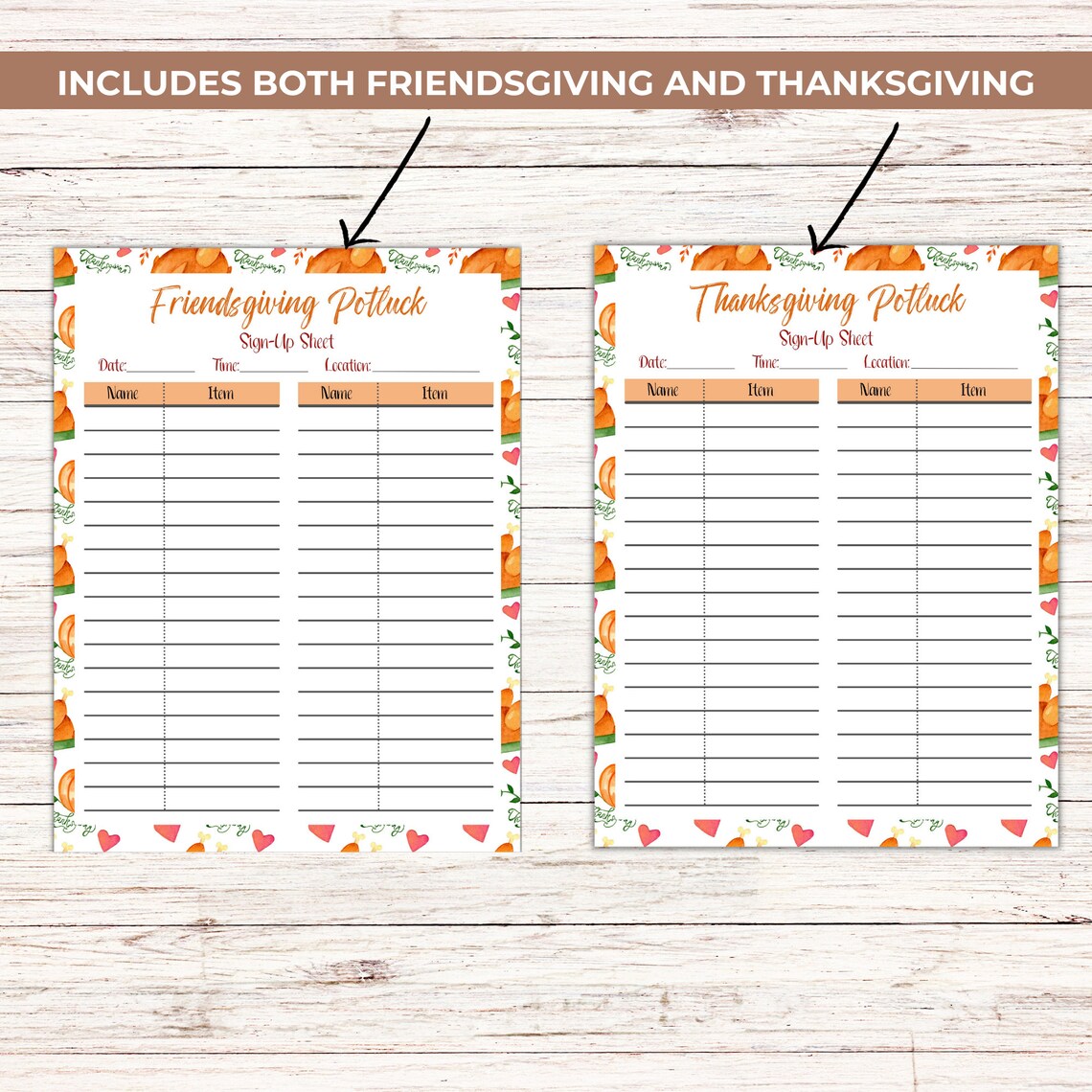 Thanksgiving Potluck Sign up Sheet, Friendsgiving Potluck Sign up Sheet ...