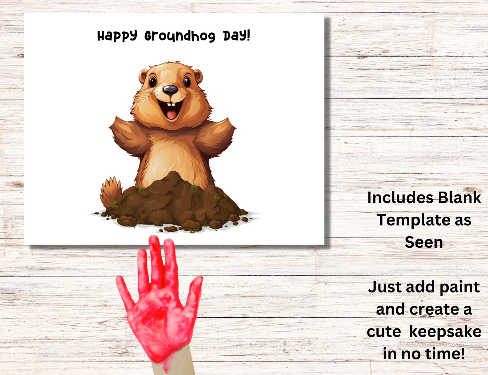Groundhog Day Handprint Art, Printable Handprint Craft for Kids ...