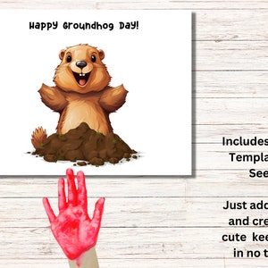 Groundhog Day Handprint Art, Printable Handprint Craft for Kids ...