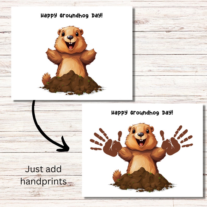 Groundhog Day Handprint Art, Printable Handprint Craft for Kids ...