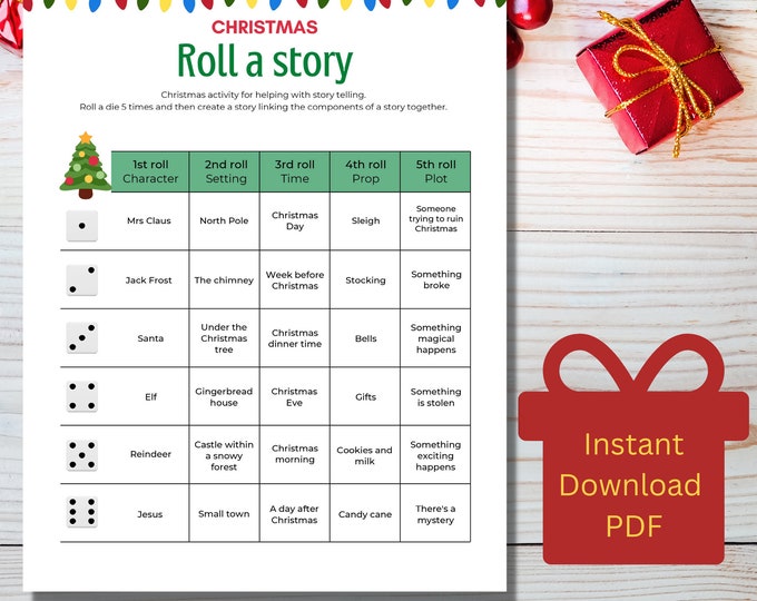 Roll A Christmas Story Game Printable, Roll A Christmas Story Dice Game ...
