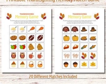 Thanksgiving Matching Game Printable - Etsy