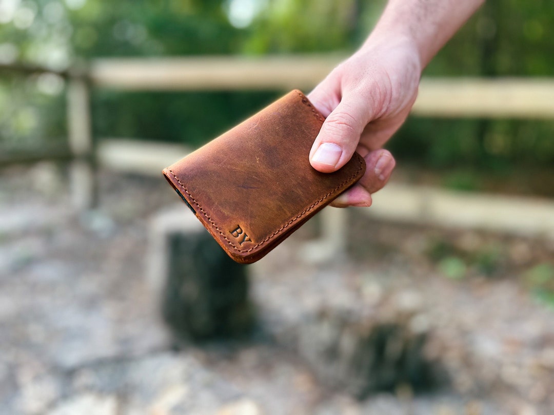 Leather Minimalist Wallet Men Women Personalized Slim Wallet Card ...