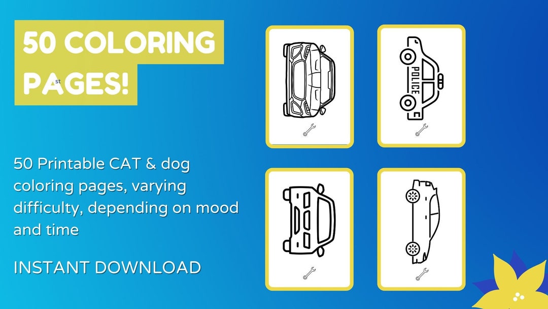 Printable Car Coloring Book for Girls, Boys, Children and Kids - Etsy