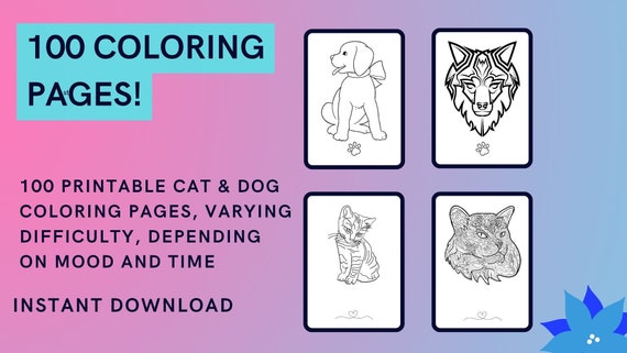 Printable Cat & Dog Coloring Book for Girls Boys Children - Etsy
