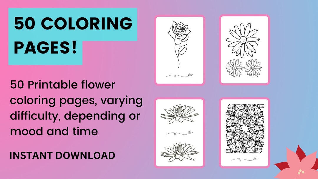 Printable Flower Coloring Book for Girls - Etsy