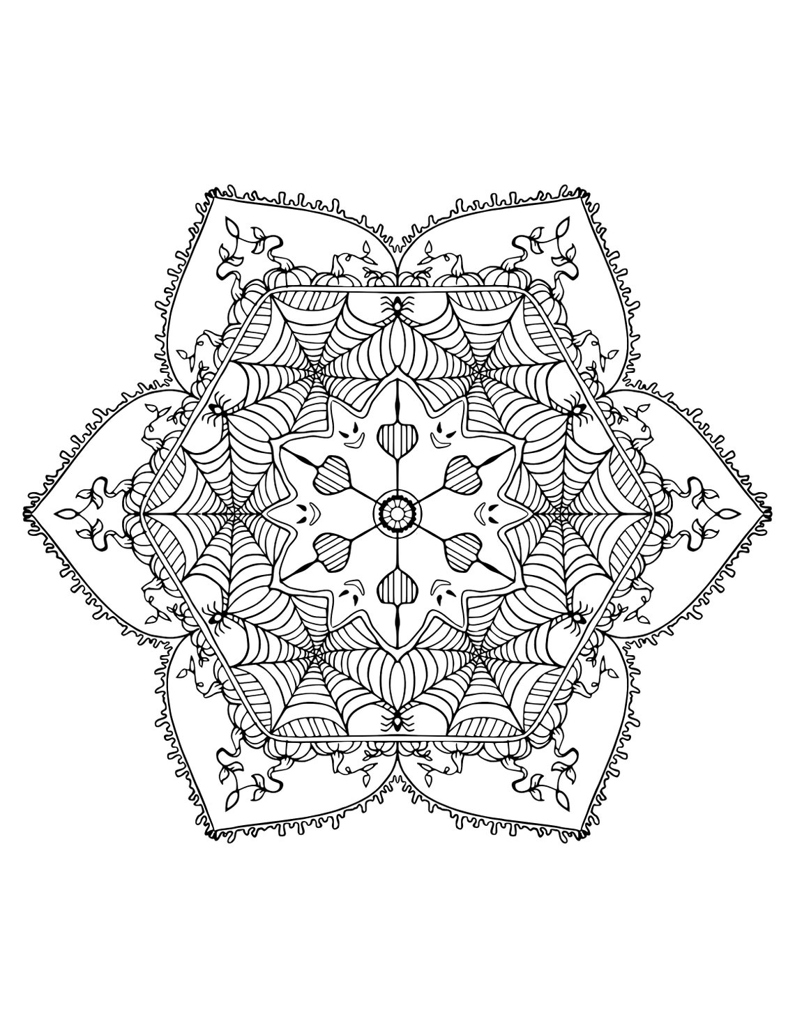 20 Halloween Mandala Coloring Pages - Etsy