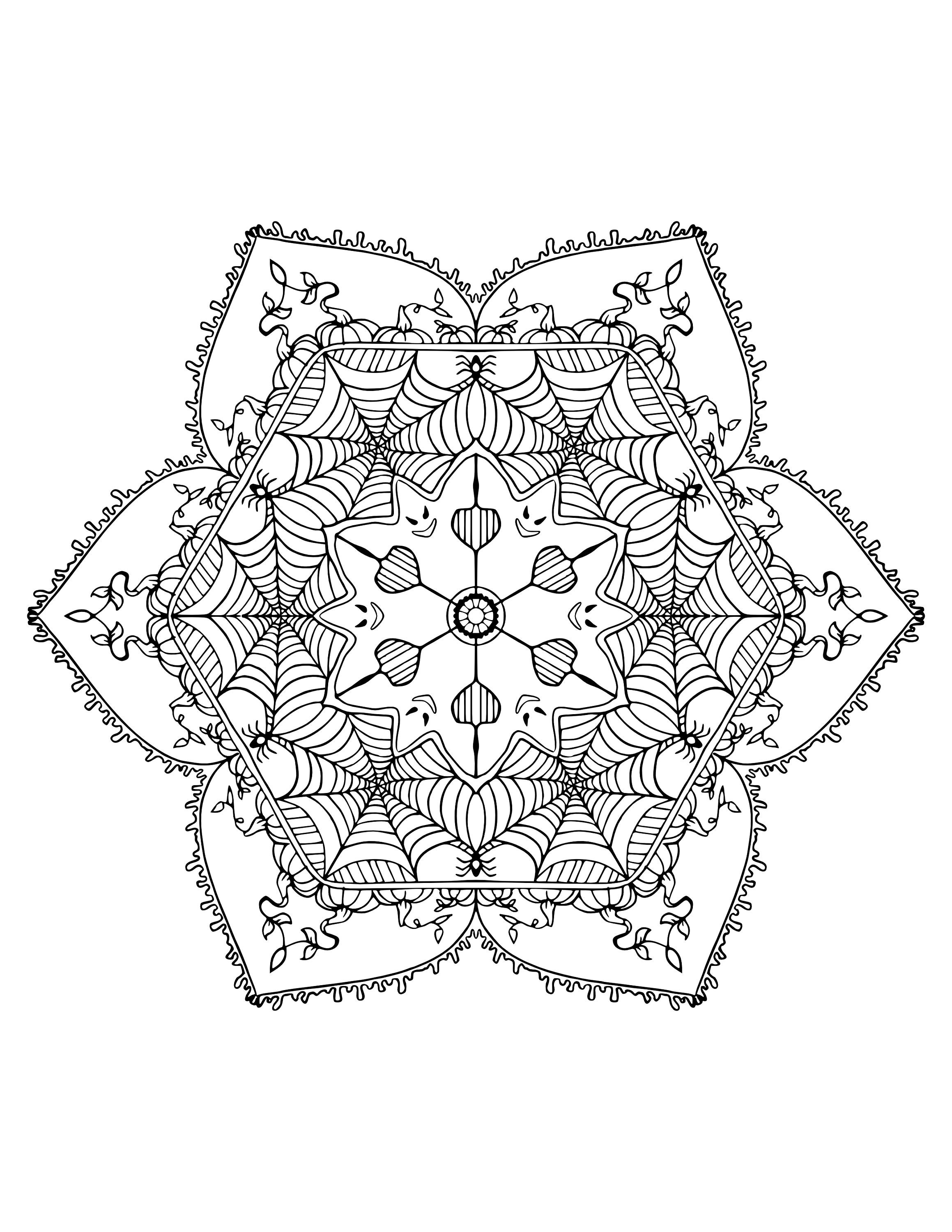20 Halloween Mandala Coloring Pages - Etsy