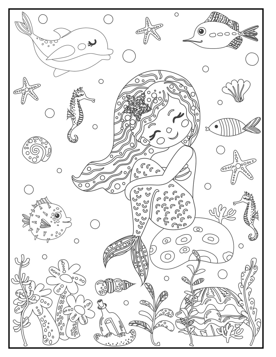 40 Mermaid Coloring Pages - Etsy