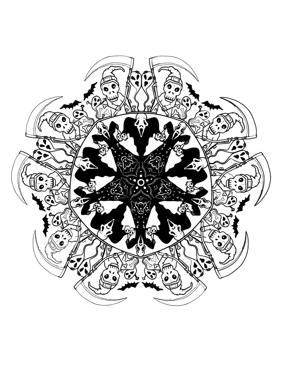 20 Halloween Mandala Coloring Pages - Etsy
