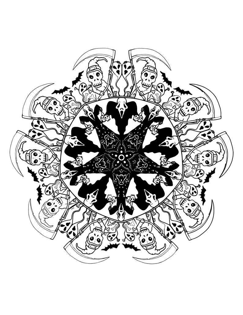 20 Halloween Mandala Coloring Pages - Etsy