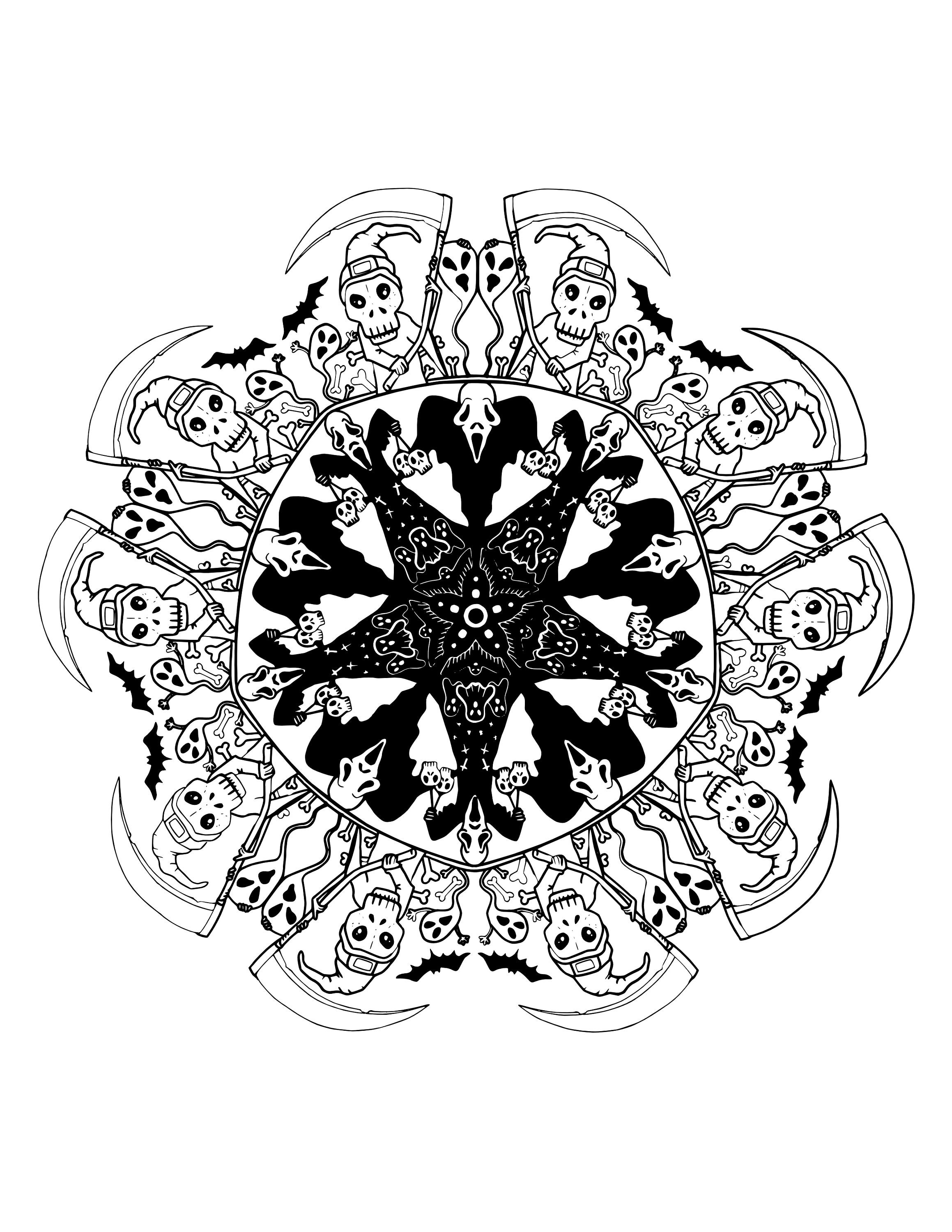 20 Halloween Mandala Coloring Pages - Etsy