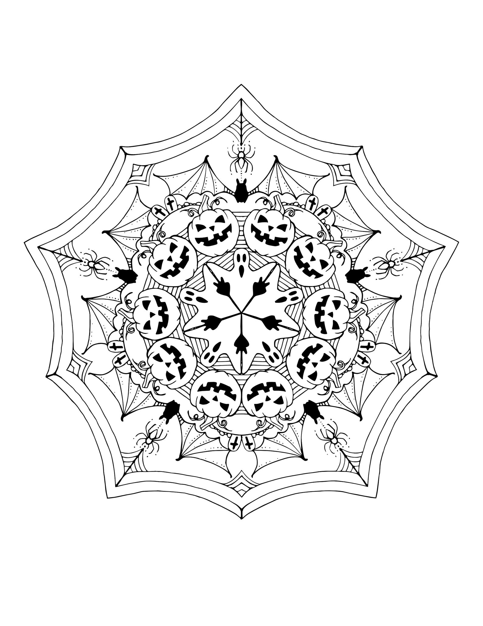 20 Halloween Mandala Coloring Pages - Etsy