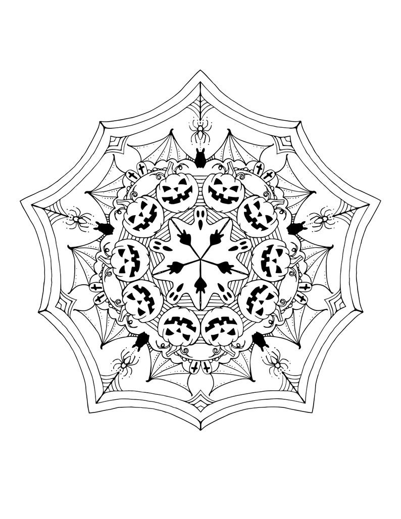 20 Halloween Mandala Coloring Pages - Etsy