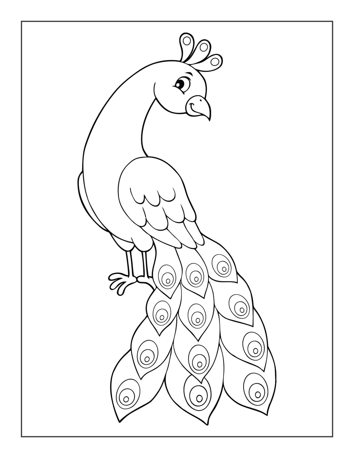 20 Peacock Coloring Pages - Etsy