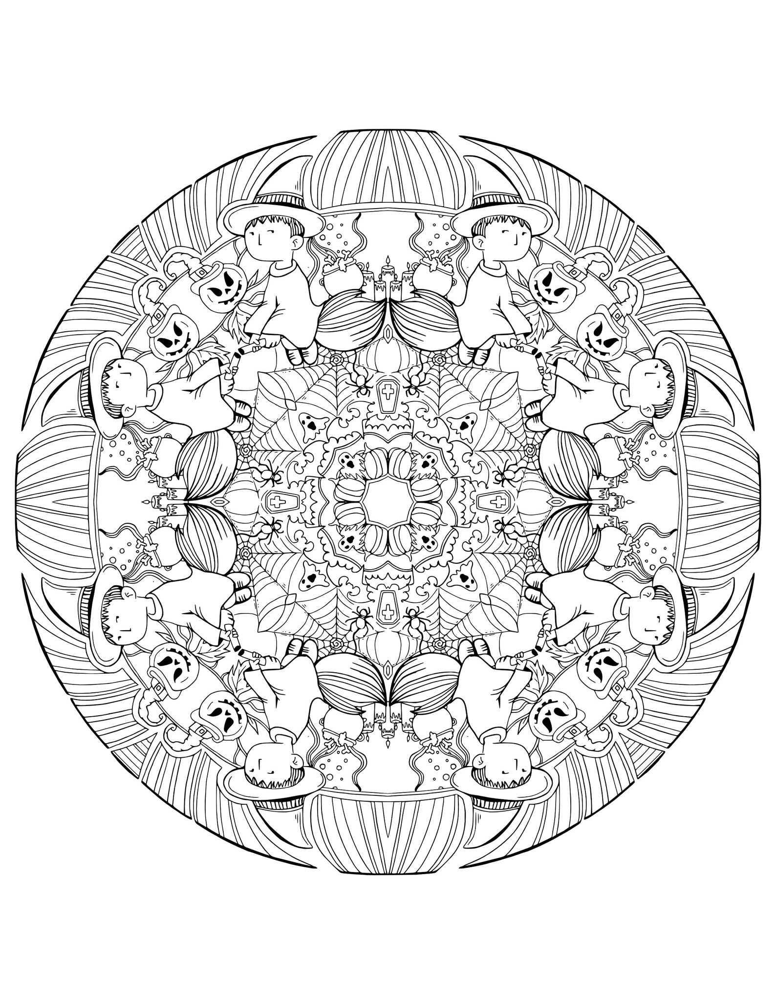 20 Halloween Mandala Coloring Pages - Etsy