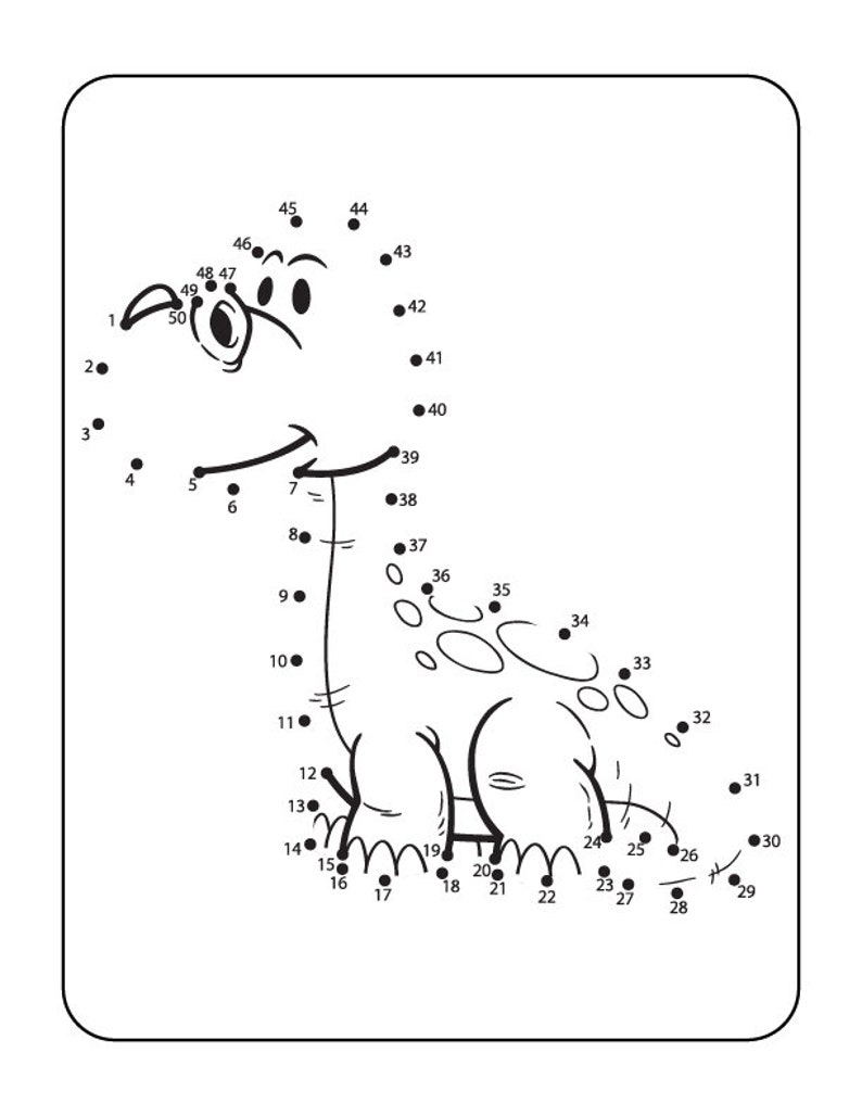 20 Dinosaur Connect the Dots Coloring Pages - Etsy