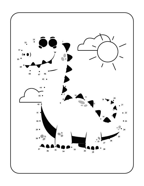20 Dinosaur Connect the Dots Coloring Pages - Etsy