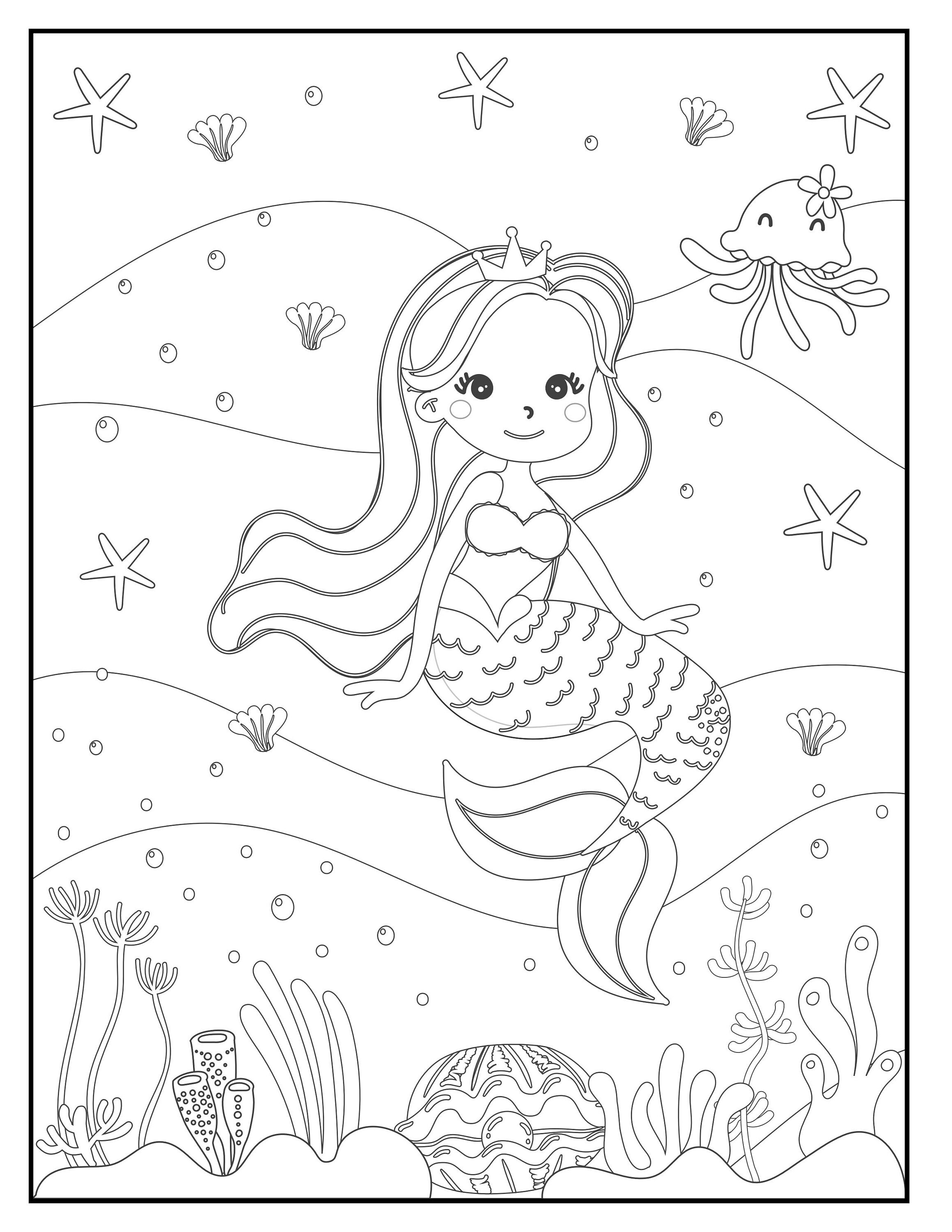 40 Mermaid Coloring Pages - Etsy