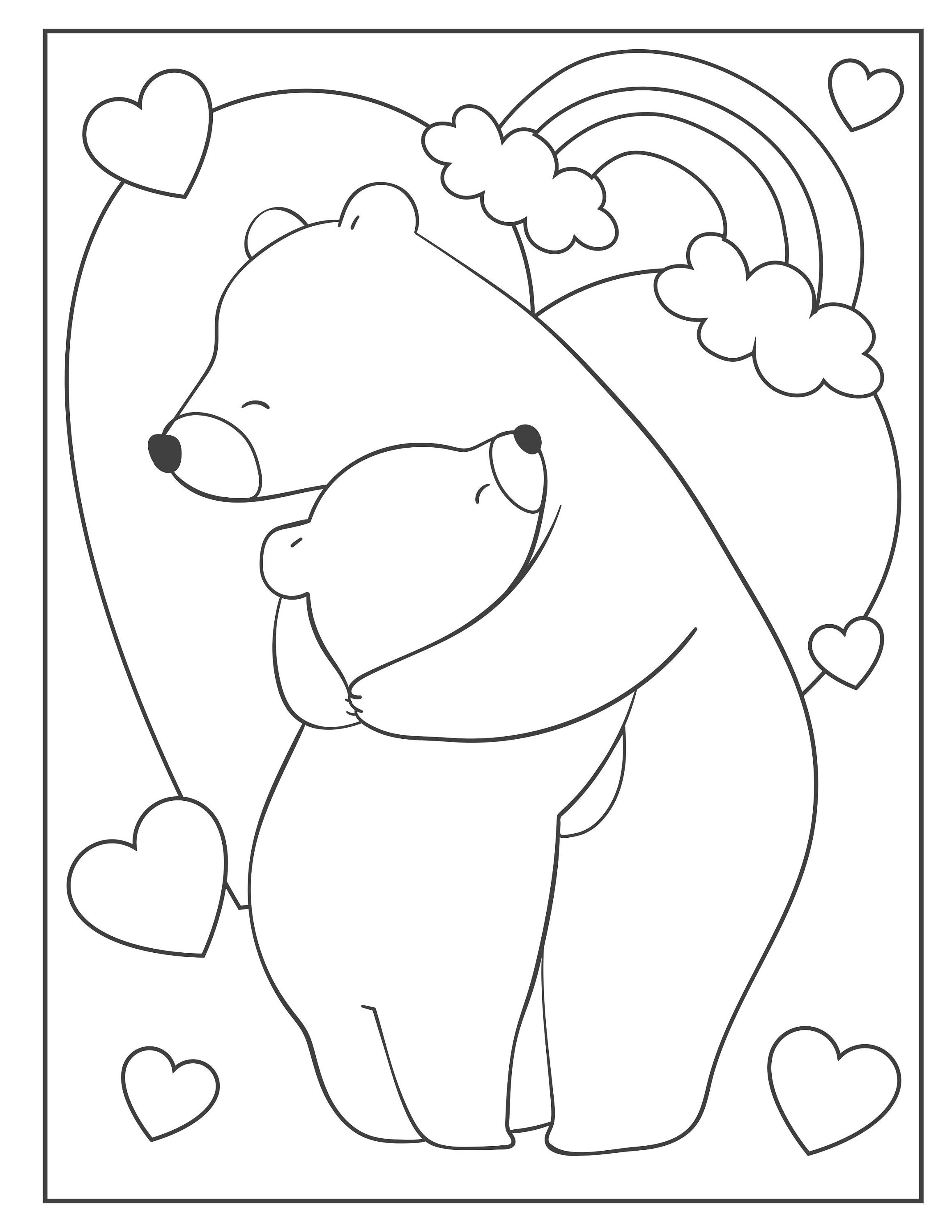 21 Bear Coloring Pages - Etsy