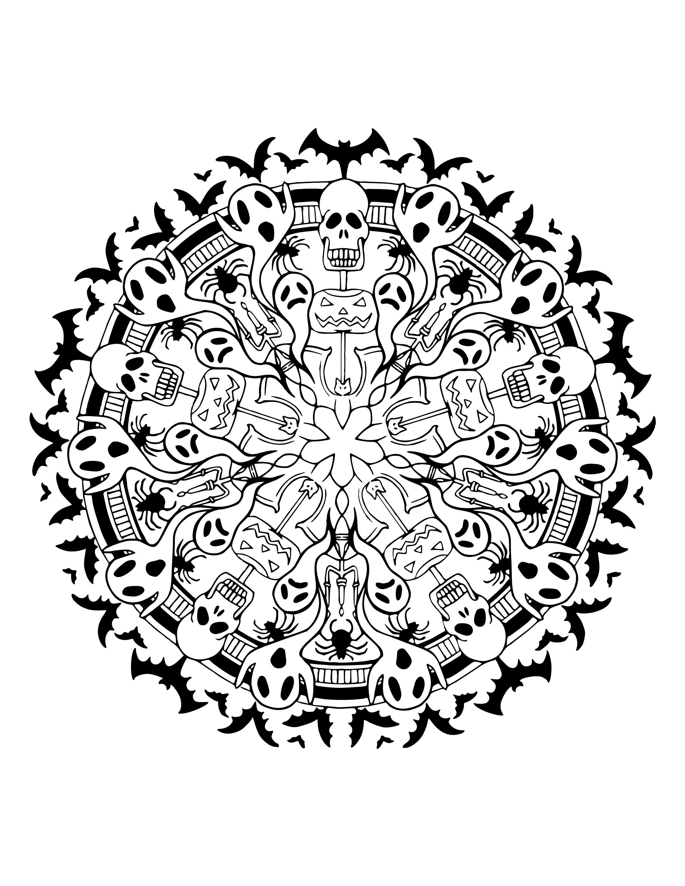 20 Halloween Mandala Coloring Pages - Etsy