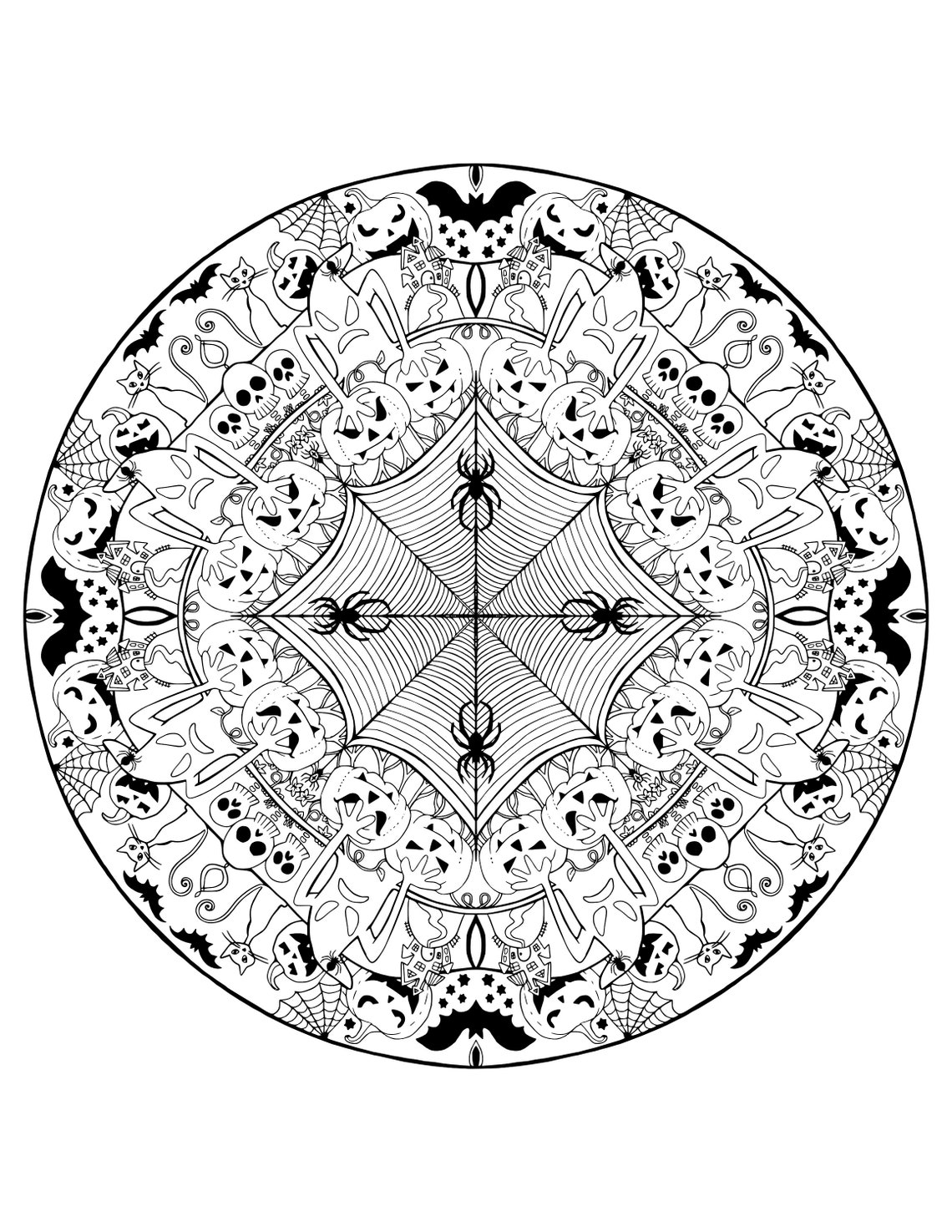 20 Halloween Mandala Coloring Pages - Etsy