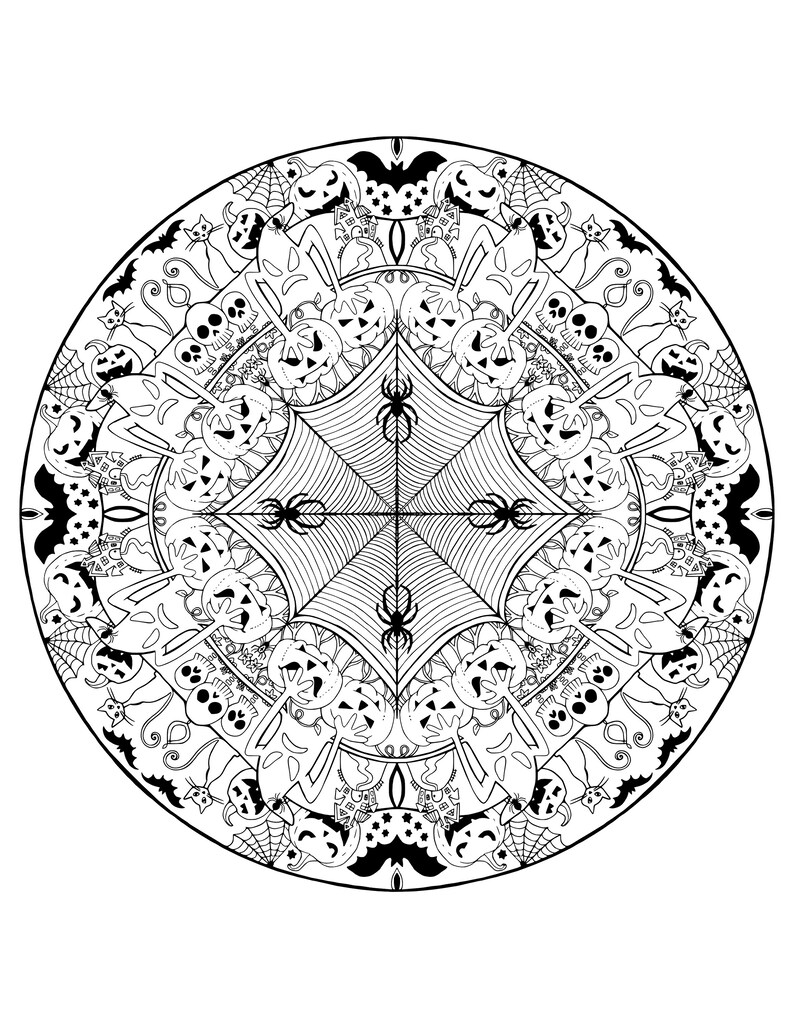 20 Halloween Mandala Coloring Pages - Etsy