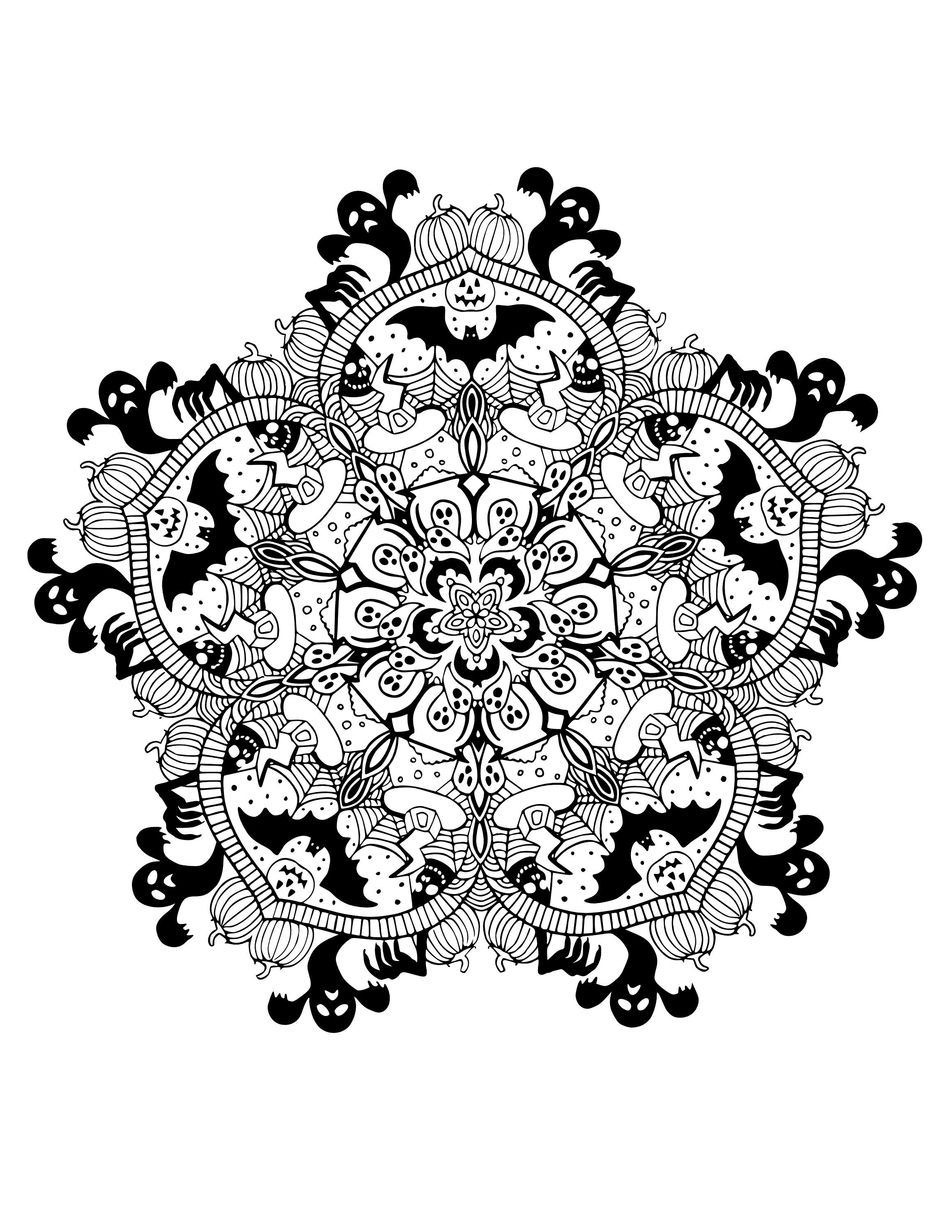 20 Halloween Mandala Coloring Pages - Etsy