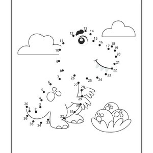 20 Dinosaur Connect the Dots Coloring Pages - Etsy