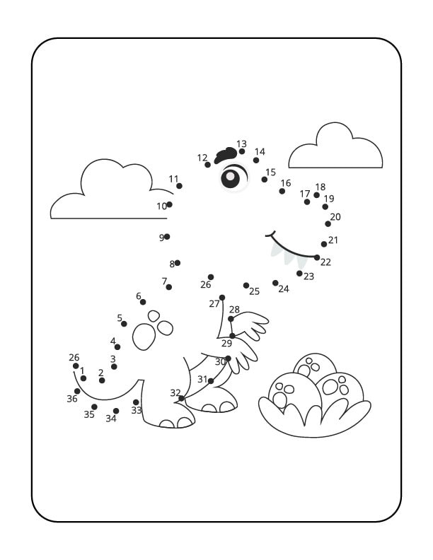 20 Dinosaur Connect the Dots Coloring Pages - Etsy