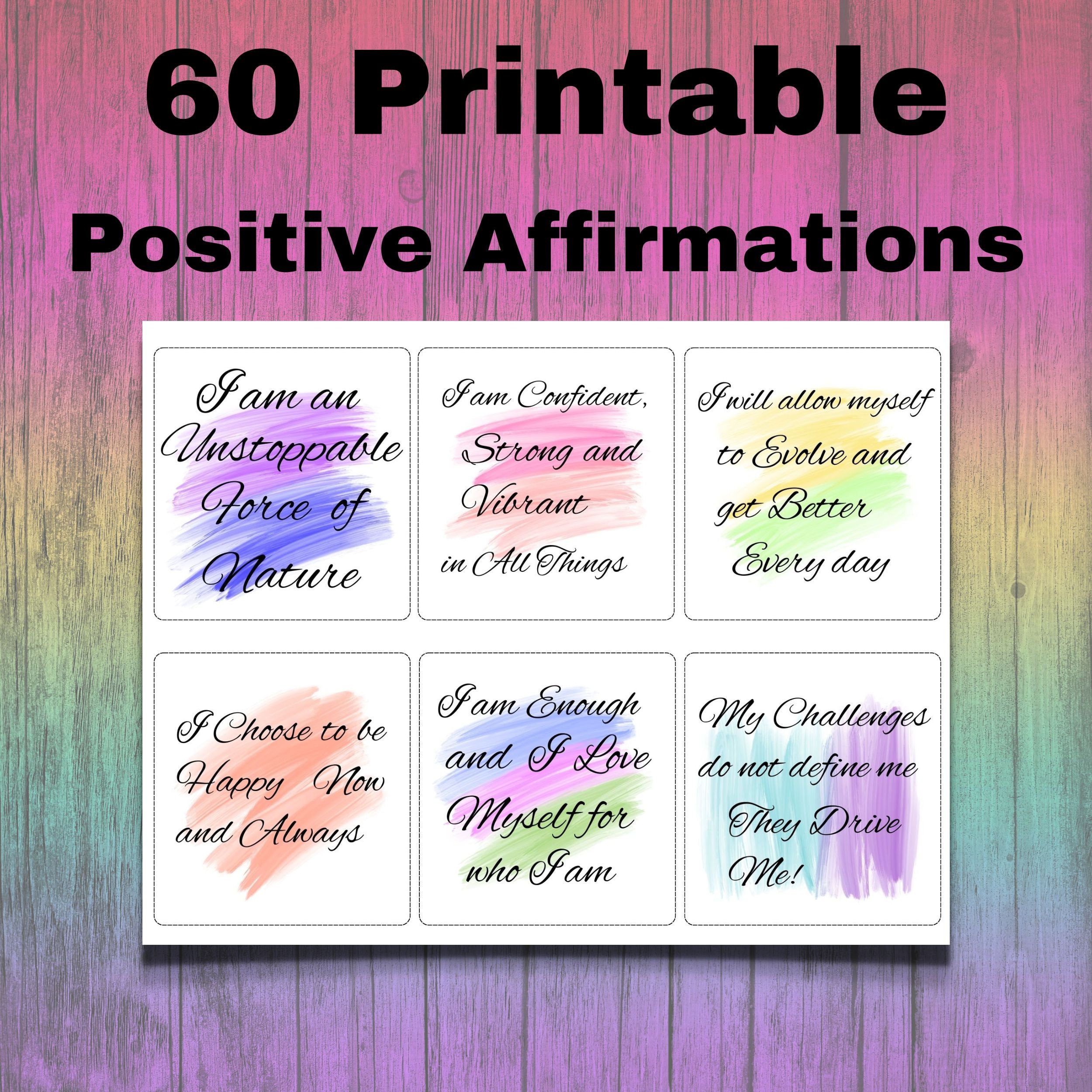 60 Printable Positive Affirmations - Etsy