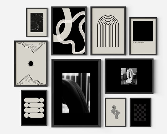 Modern Monochromatic Gallery Wall Art Set of 10 Neutral Tone - Etsy