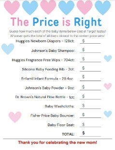 Baby Shower Price is Right Game - Etsy