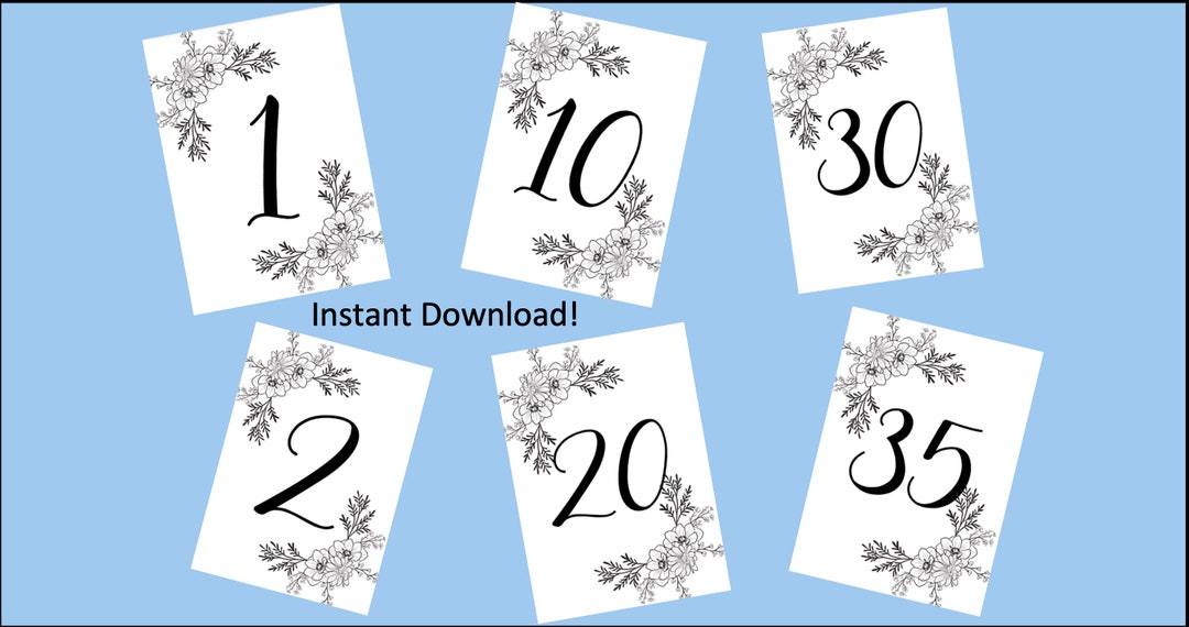 Printable Black and White Table Numbers 5X7 - Etsy