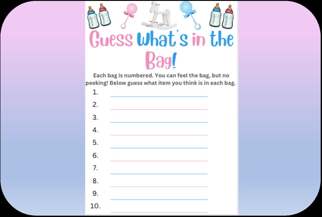 Baby Shower Guess What's in the Bag Game - Etsy