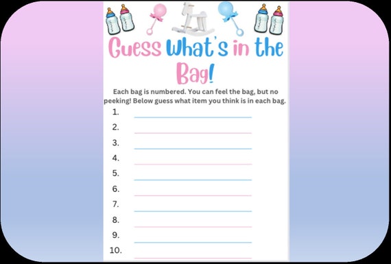 Baby Shower Guess What's in the Bag Game - Etsy