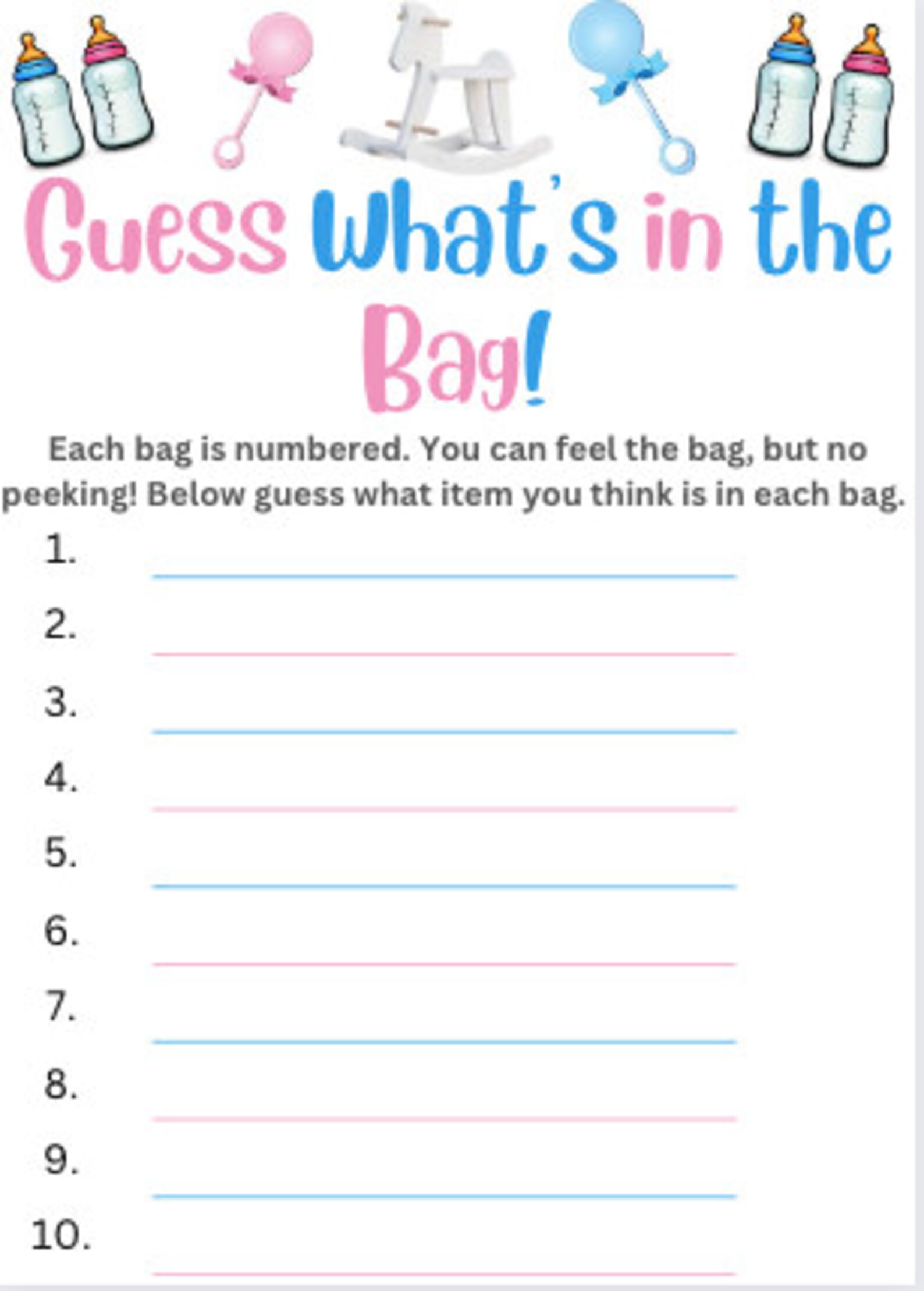 Baby Shower Guess What's in the Bag Game - Etsy