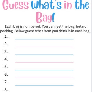 Baby Shower Guess What's in the Bag Game - Etsy