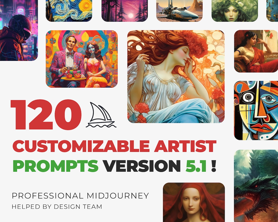 120 Customizable Prompt Artists, AI Art, Midjourney Prompt, Midjourney ...