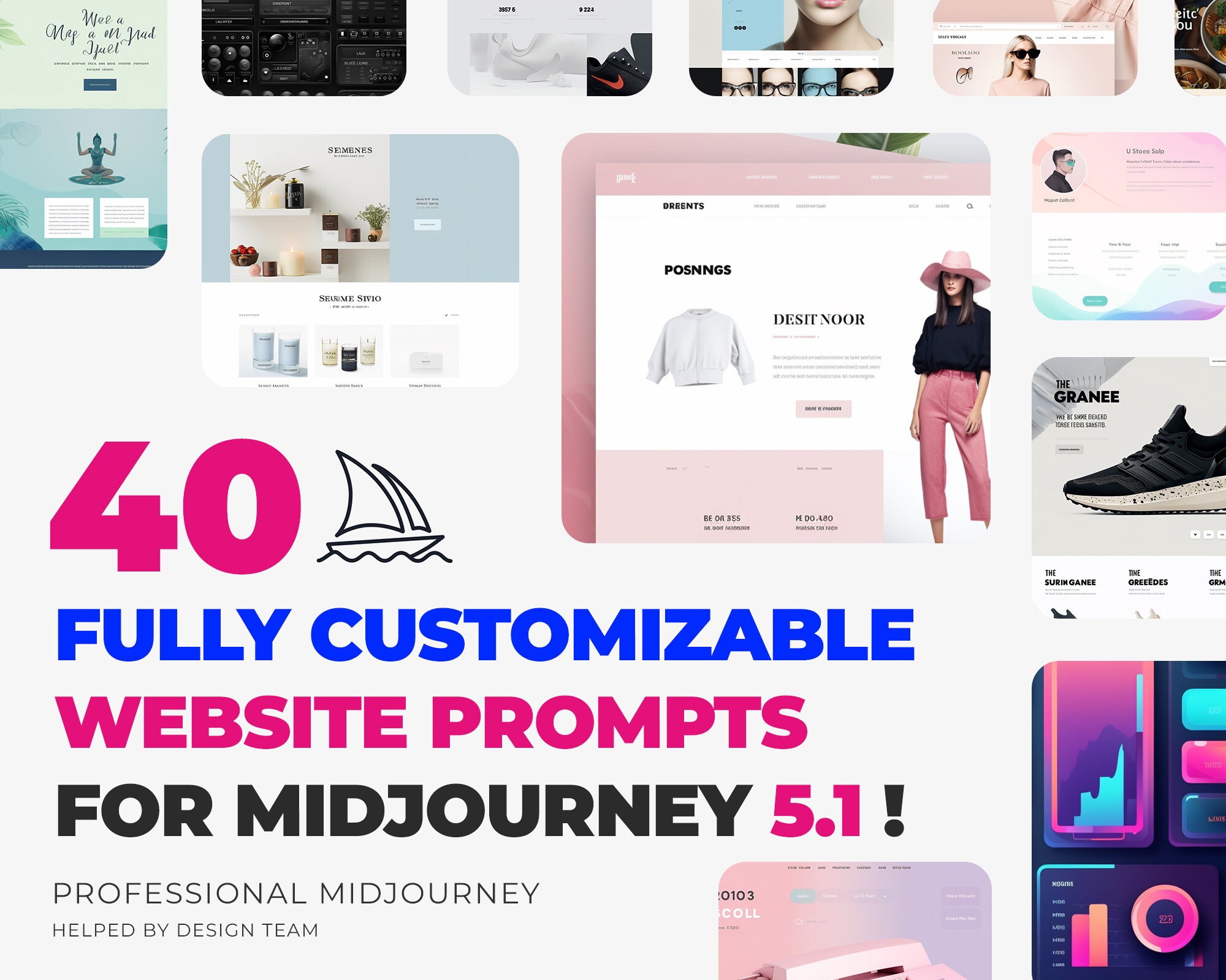 40 Customizable Website Prompts for Midjourney 5.1, AI Art, Midjourney ...