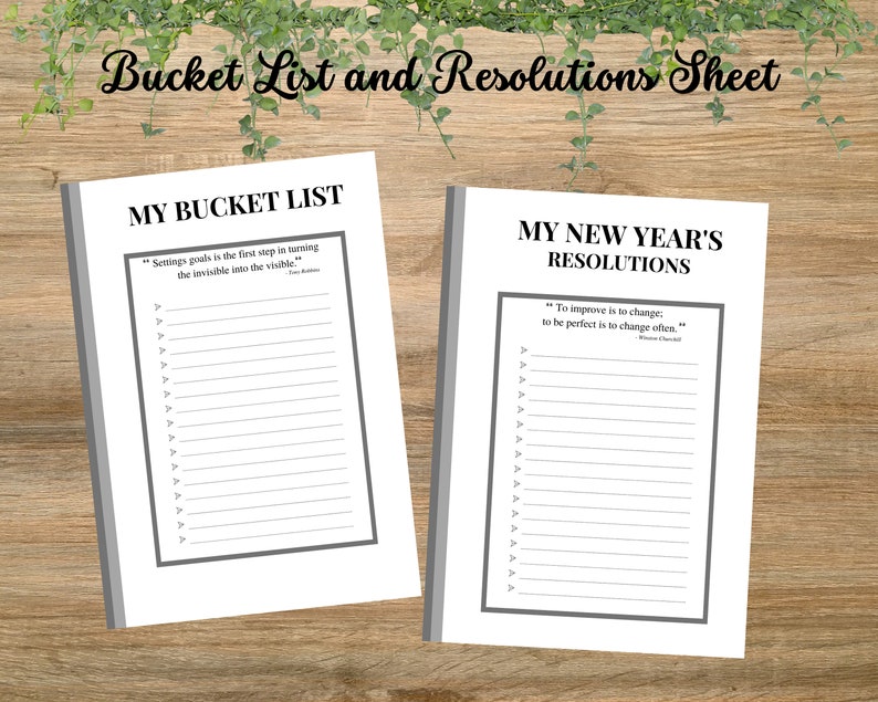 Printable Bucket List and Resolution Planner Travel List Things to Do ...