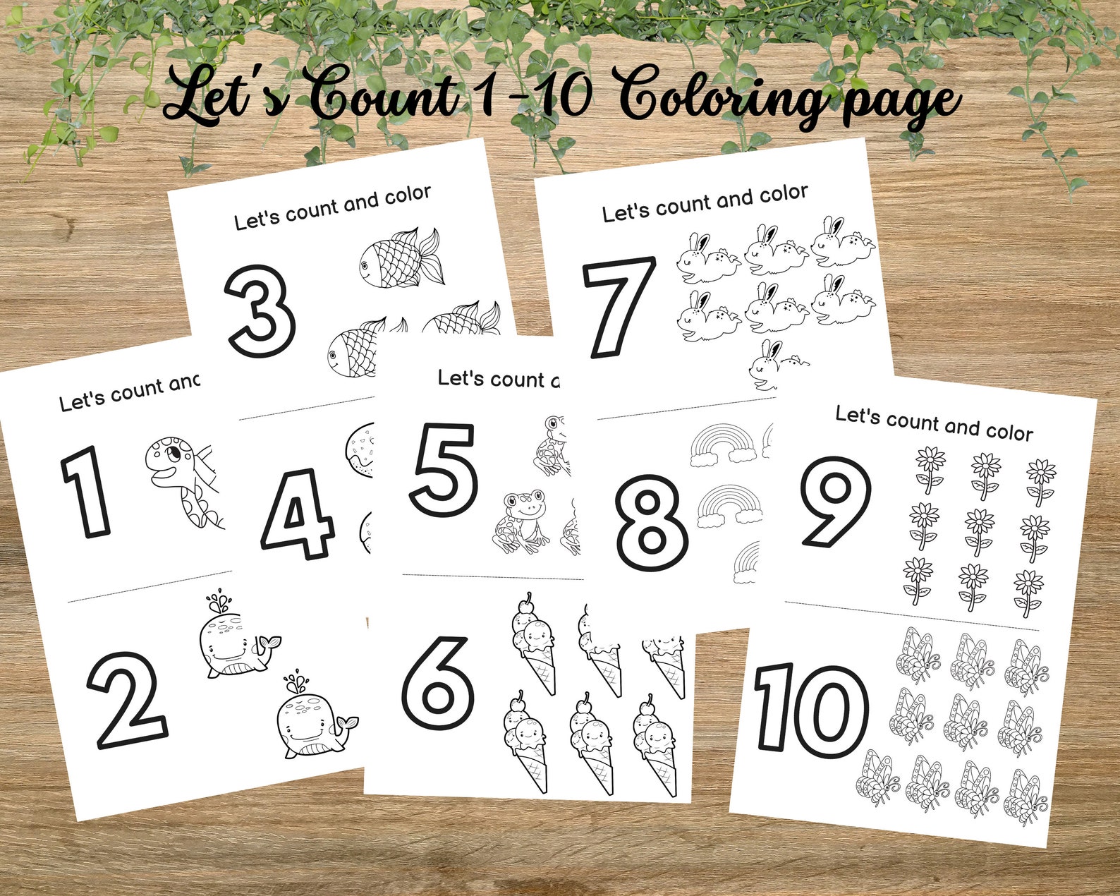 Let's Count 1-10 Coloring Page Printable Art Page Cozy Games for Kids ...