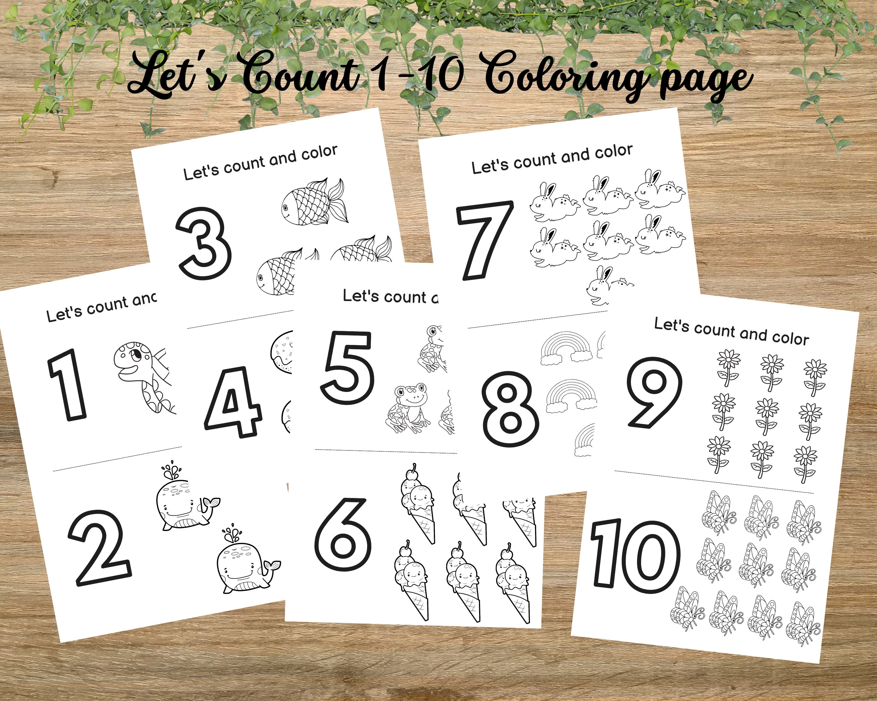 Let's Count 1-10 Coloring Page Printable Art Page Cozy Games for Kids ...